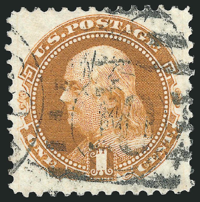 Costs of US Stamps Scott Catalog #123 - 1c 1875 Pictorial Re-issue Franklin