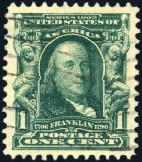 Cost of US Stamp Scott Catalogue 300: 1903 1c Franklin
