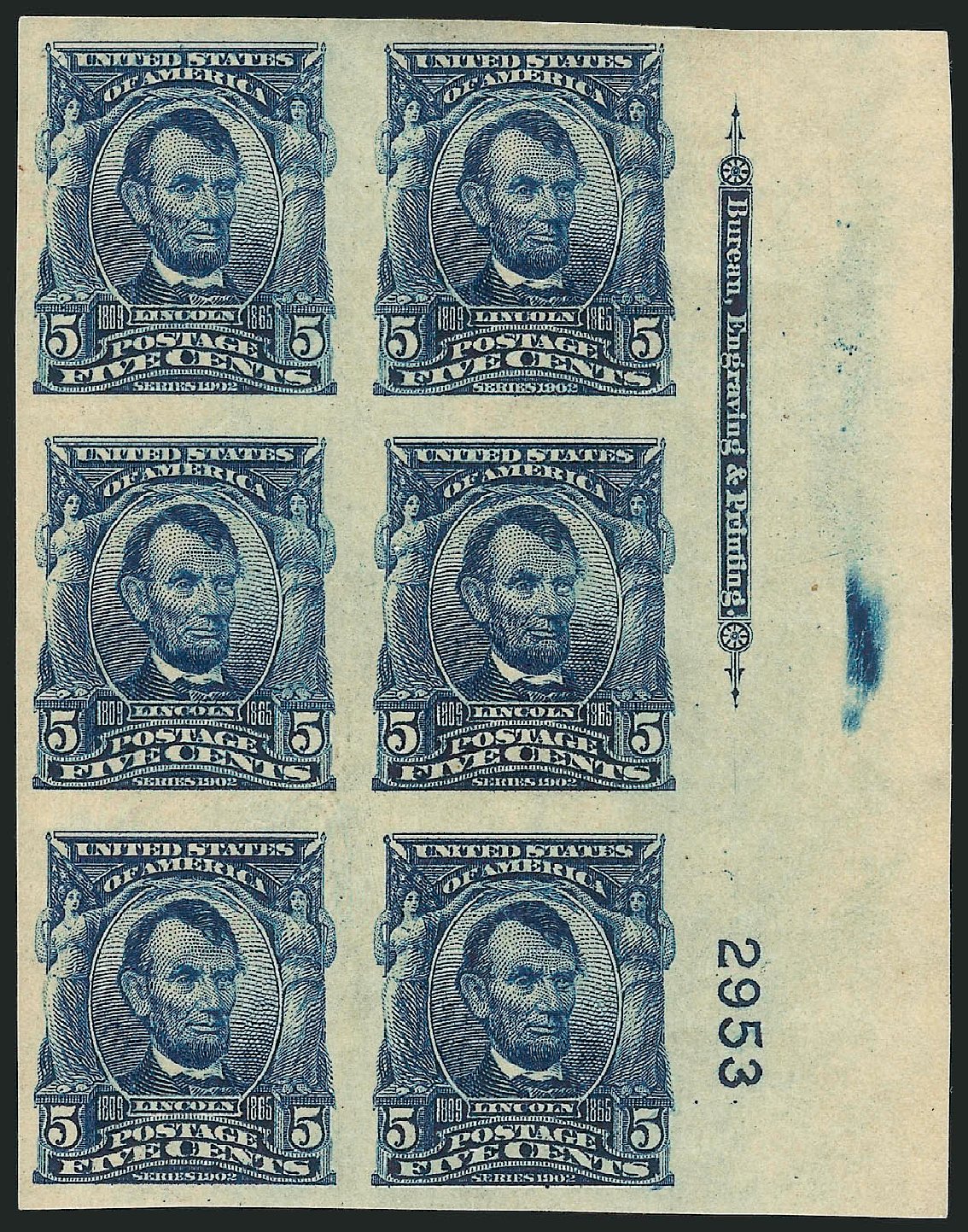Value of US Stamps Scott # 315 - 1908 5c Lincoln Imperf