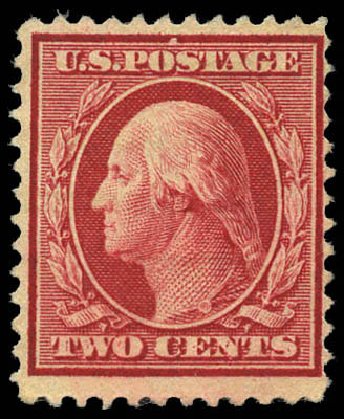 US Stamp Values Scott Cat. #332: 1908 2c Washington