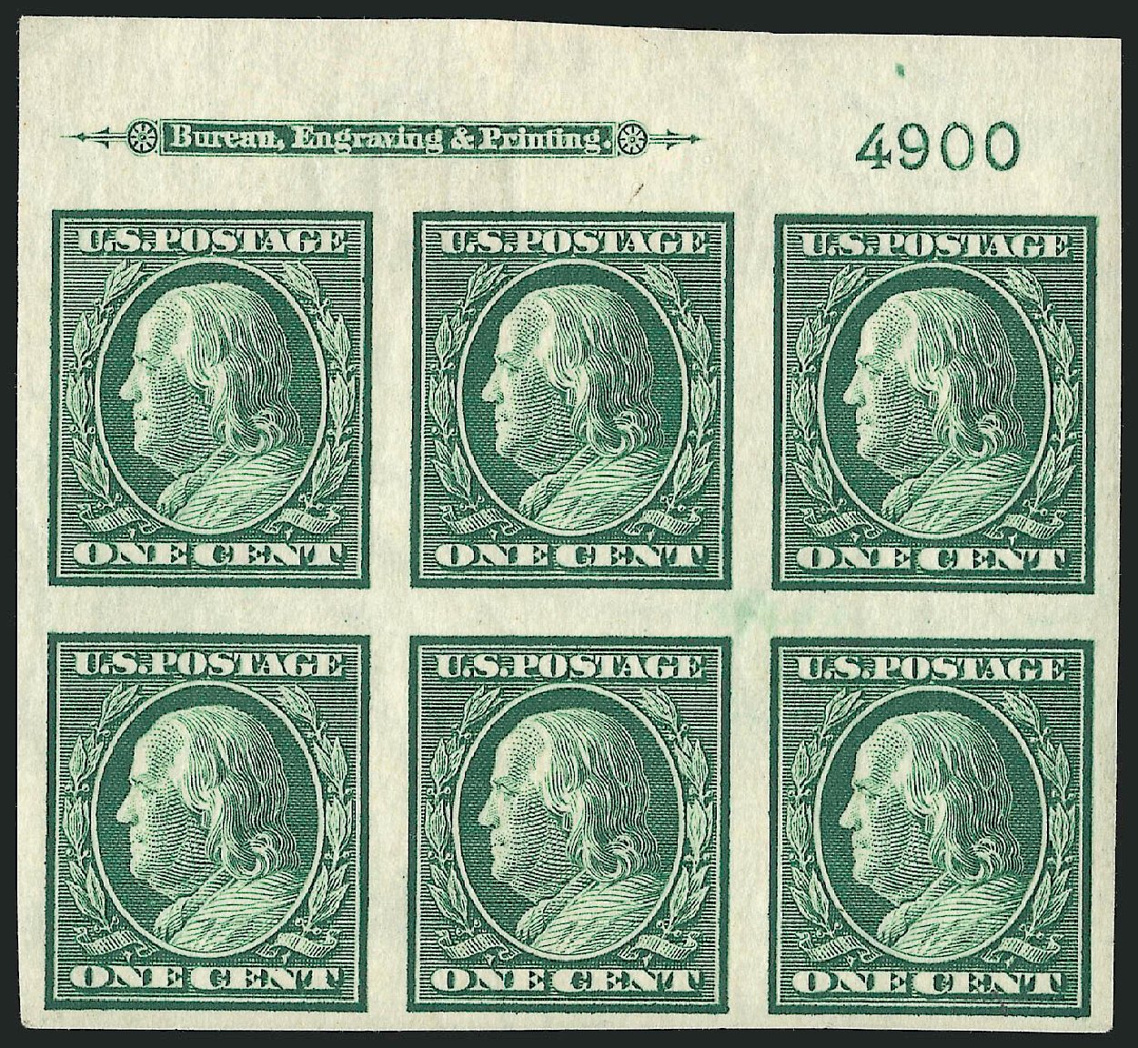 Prices of US Stamps Scott # 343: 1c 1908 Franklin Imperf