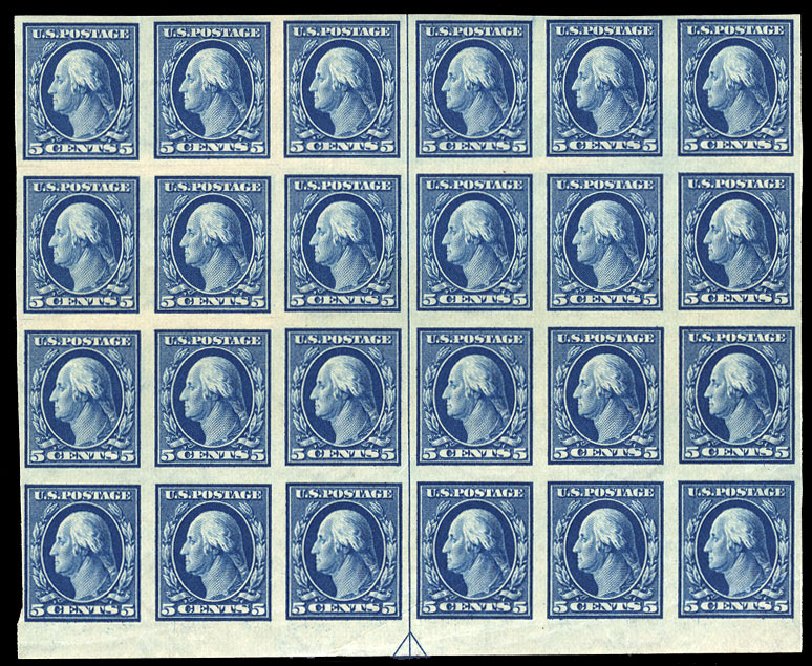 US Stamp Value Scott Cat. # 347: 5c 1909 Washington Imperf