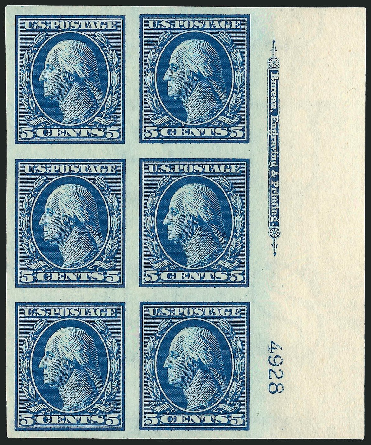 Price of US Stamp Scott Catalog #347 - 5c 1909 Washington Imperf