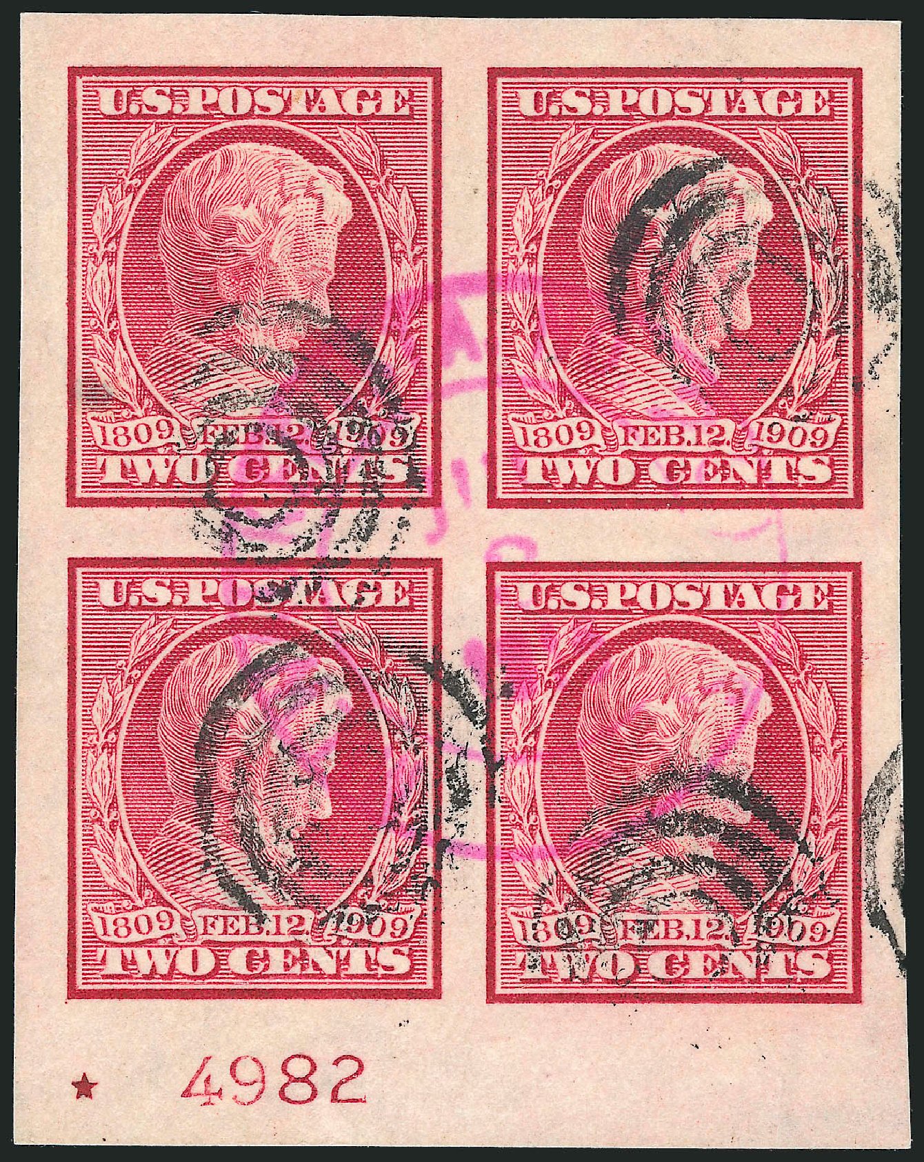 US Stamps Price Scott Cat. # 368: 2c 1909 Lincoln Imperf