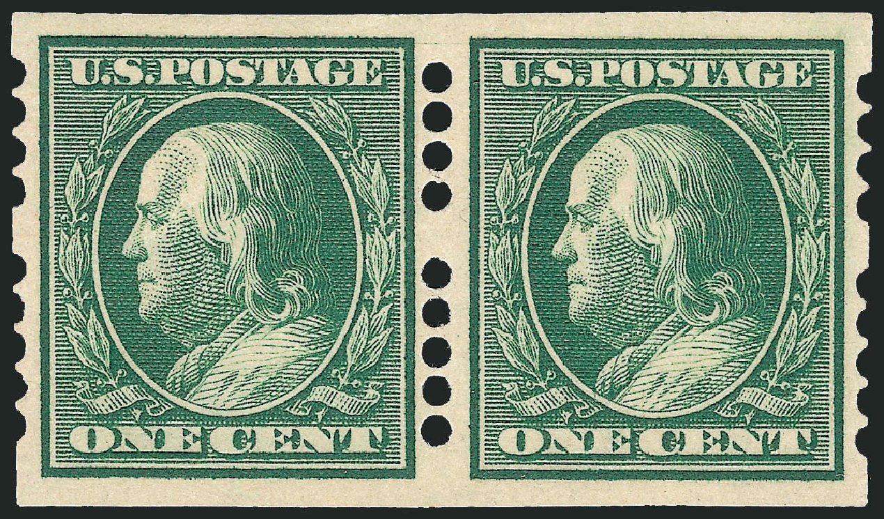 US Stamps Prices Scott Catalog 383 - 1911 1c Franklin Imperf