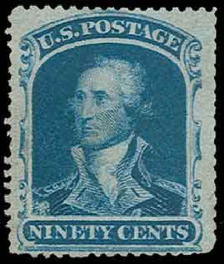 US Stamps Values Scott #39: 90c 1860 Washington
