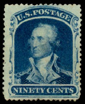 US Stamps Values Scott #39: 90c 1860 Washington