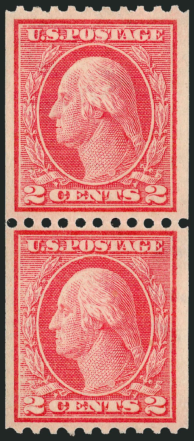 Costs of US Stamps Scott 449: 1915 2c Washington Coil Perf 10 Horizontally