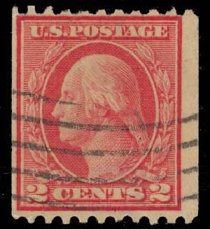 US Stamp Value Scott # 449: 2c 1915 Washington Coil Perf 10 Horizontally