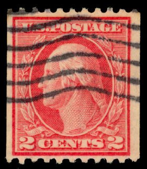 Costs of US Stamps Scott 449: 1915 2c Washington Coil Perf 10 Horizontally