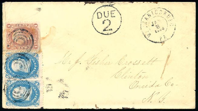 US Stamp Value Scott Catalog # 63 - 1c 1861 Franklin