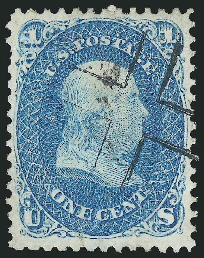 Cost of US Stamps Scott 63: 1c 1861 Franklin