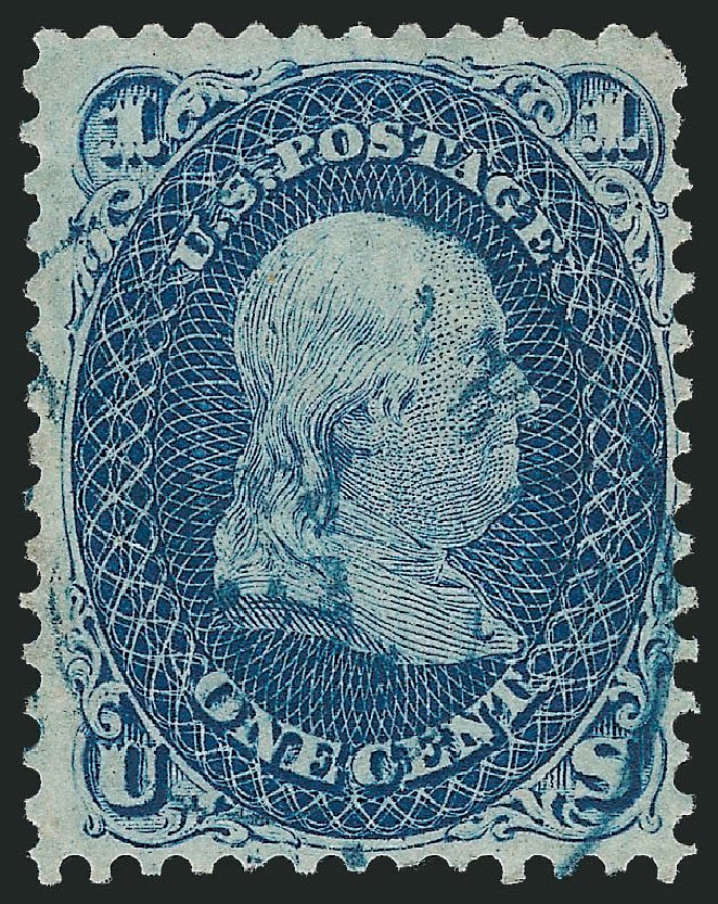 Values of US Stamp Scott # 63 - 1c 1861 Franklin